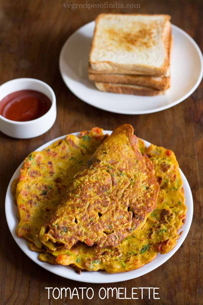 tomato omelette | eggless vegetarian omelette (vegan)