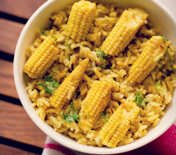 Baby Corn Rice | Baby Corn Pulao - Dassana’s Veg Recipes