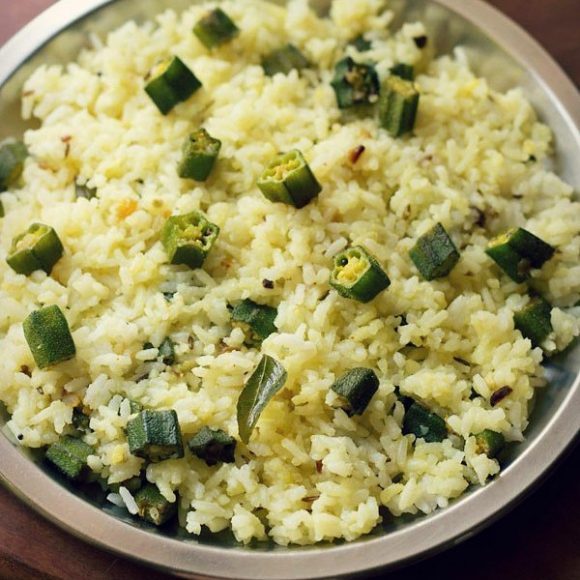 Bhindi Rice | Okra Rice - Dassana’s Veg Recipes