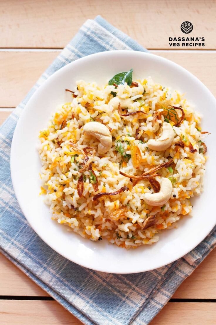 Carrot Rice Recipe (Gajar Rice) - Dassana’s Veg Recipes