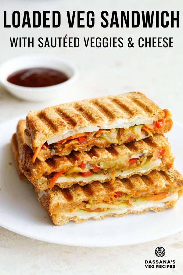 Veg Sandwich Recipe (Mediterranean Style) - Dassana's Veg Recipes